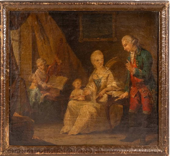 18th C Austrian School Portrait Of A Nobleman & Family Oil On Canvas On ...