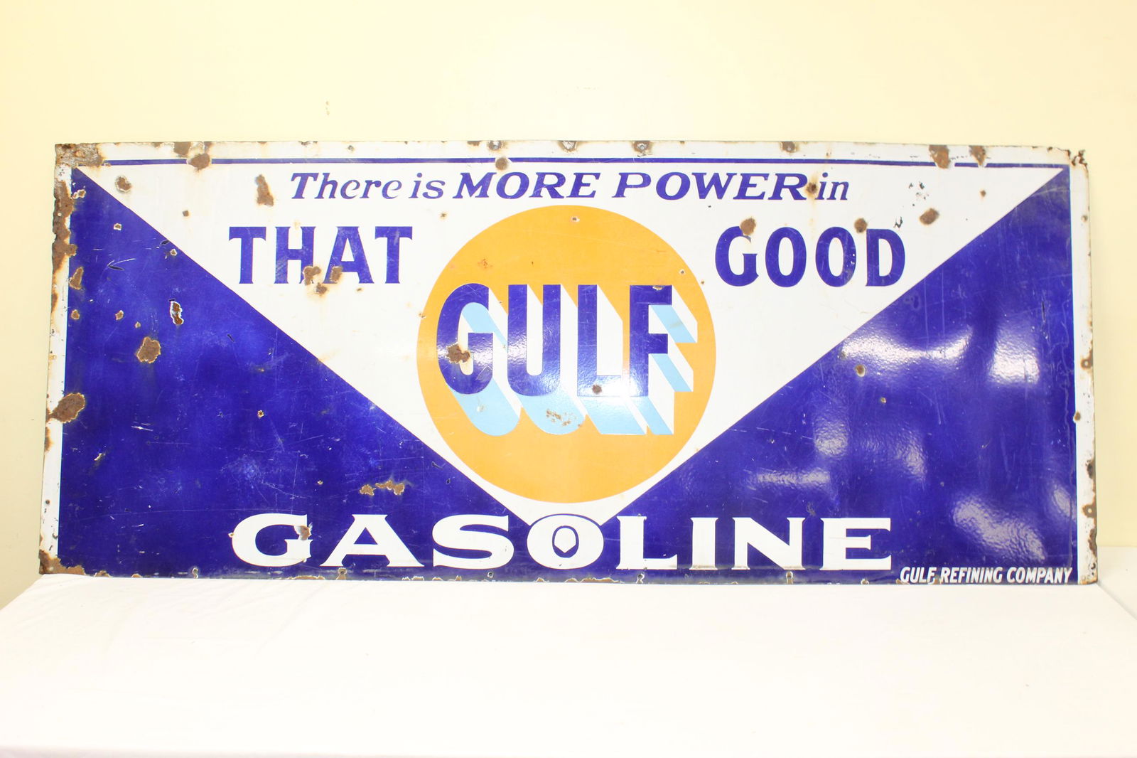 Large Vintage Porcelain Gulf Gasoline Sign