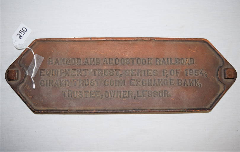 Vintage Bangor And Aroostook Railroad Plaque