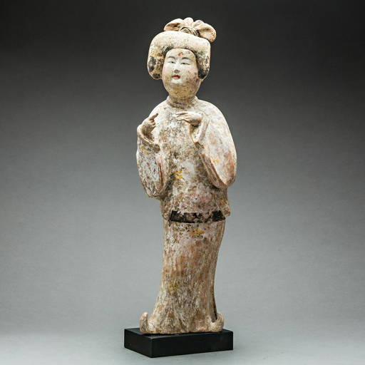 A Rare Porcelain Fat Lady Figure, Tang Dynasty 8th/c.