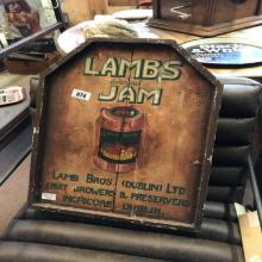 Lambs Jam Hand Painted Wooden Advertising Sign.
