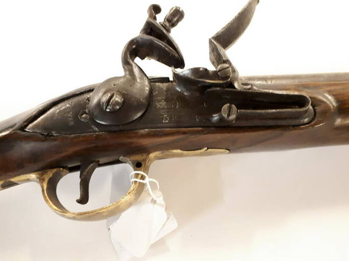 Late 18th. C. Brown Bess Flintlock Rifle Stamped With