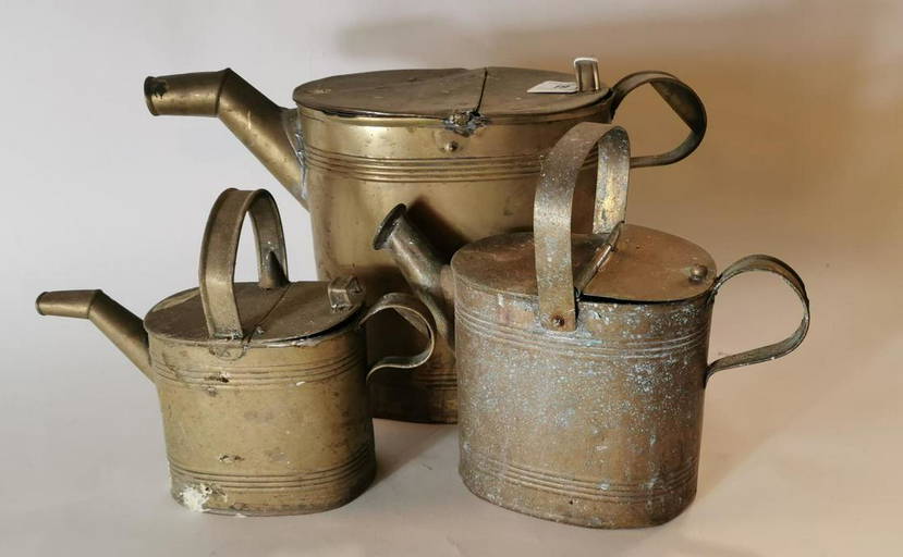 Three 19th. C. Graduated Brass Watering Cans.