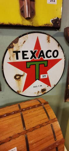 Original Texaco T Enamel Sign.
