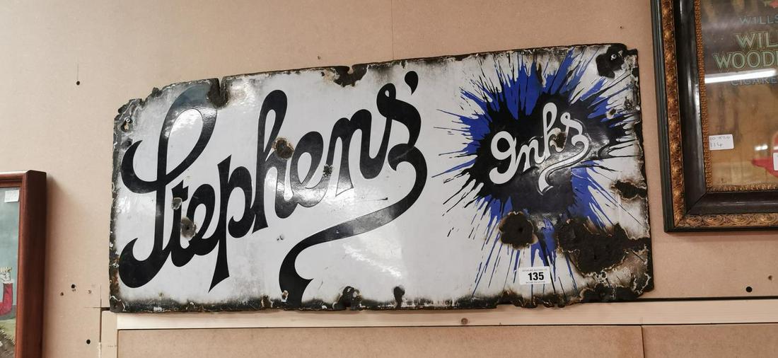 Stephen's Ink Enamel Advertising Sign.