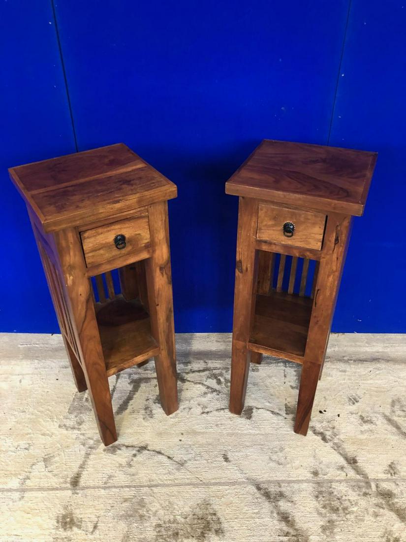 Pair Of Tall Side Tables With Drawers W 30 H 85 D 30