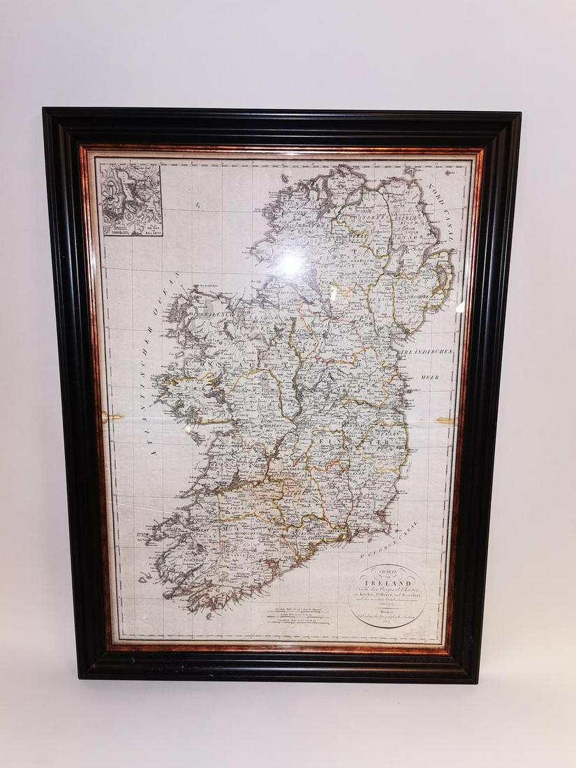 Framed Map Of Ireland.