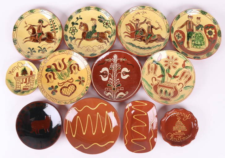 Collection Of Redware Plates, Breininger And Others
