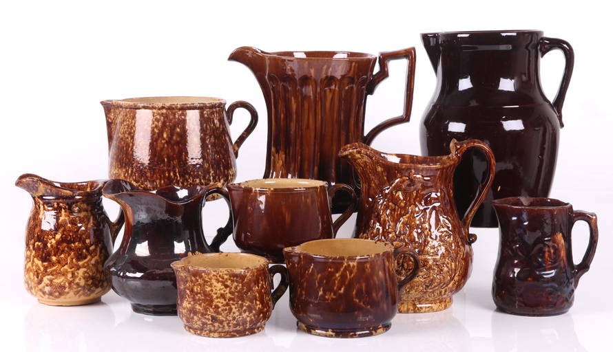 Rockingham Glazed Pottery, Mixing And Other Pitchers