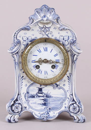 A Blue and White Delft Mantle Clock - Mar 15, 2021 | Locati, LLC in PA