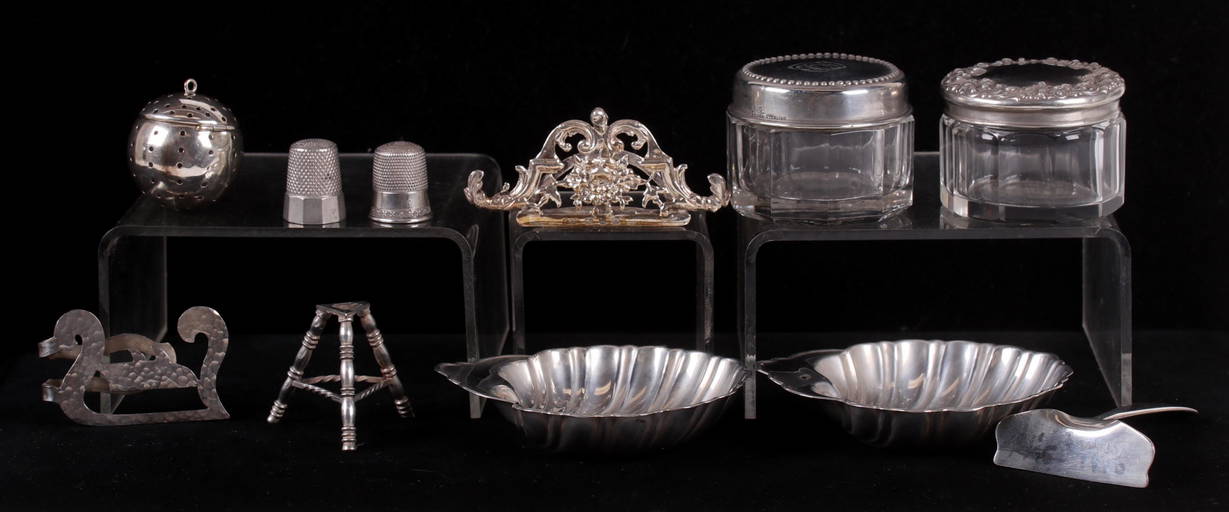 A Group Of Eleven Small Sterling Silver Objects