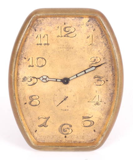 A Gilt Bronze Travel Clock by Longines (#0125) on Feb 20, 2022 | Locati ...