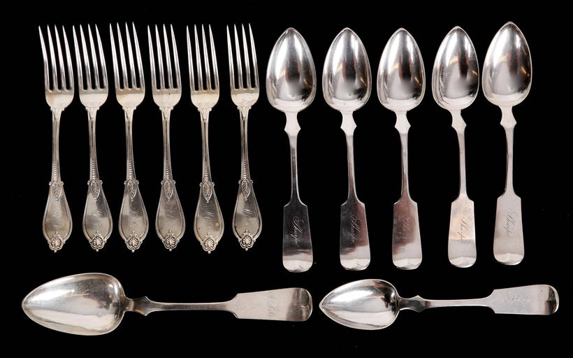 A Group Of 19th Century American Silver Flatware