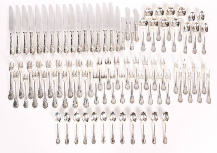 Christofle Silverplate Flatware Service, Marly Pattern