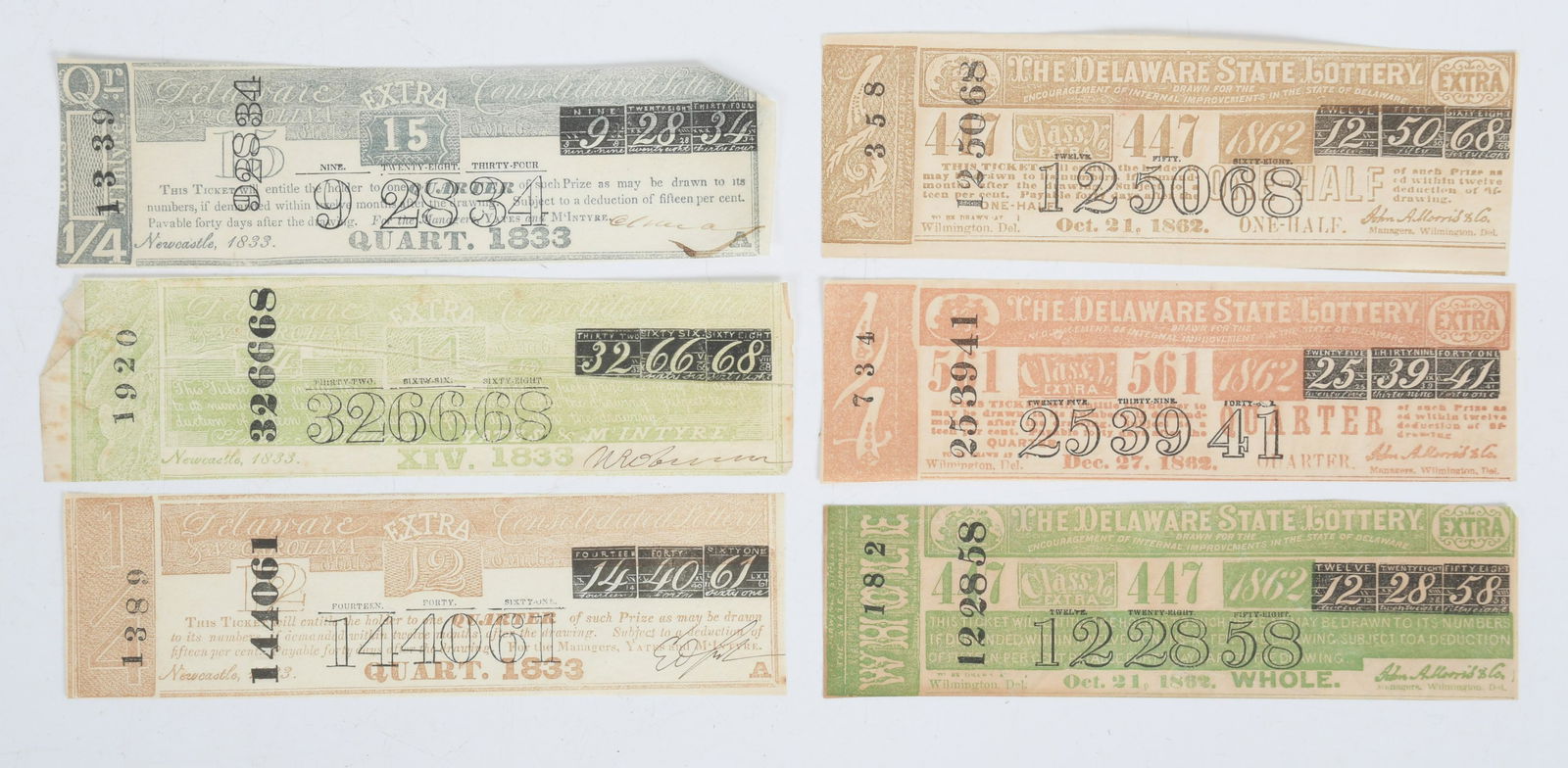 A Group Of Delaware State Lottery Tickets