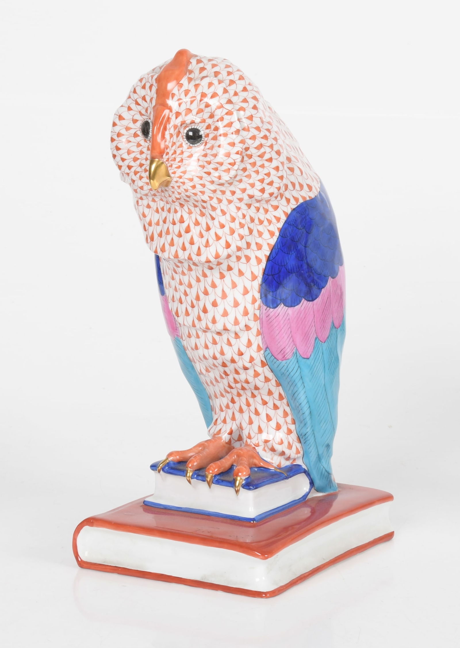 Herend Porcelain Rust Fishnet Owl Auction