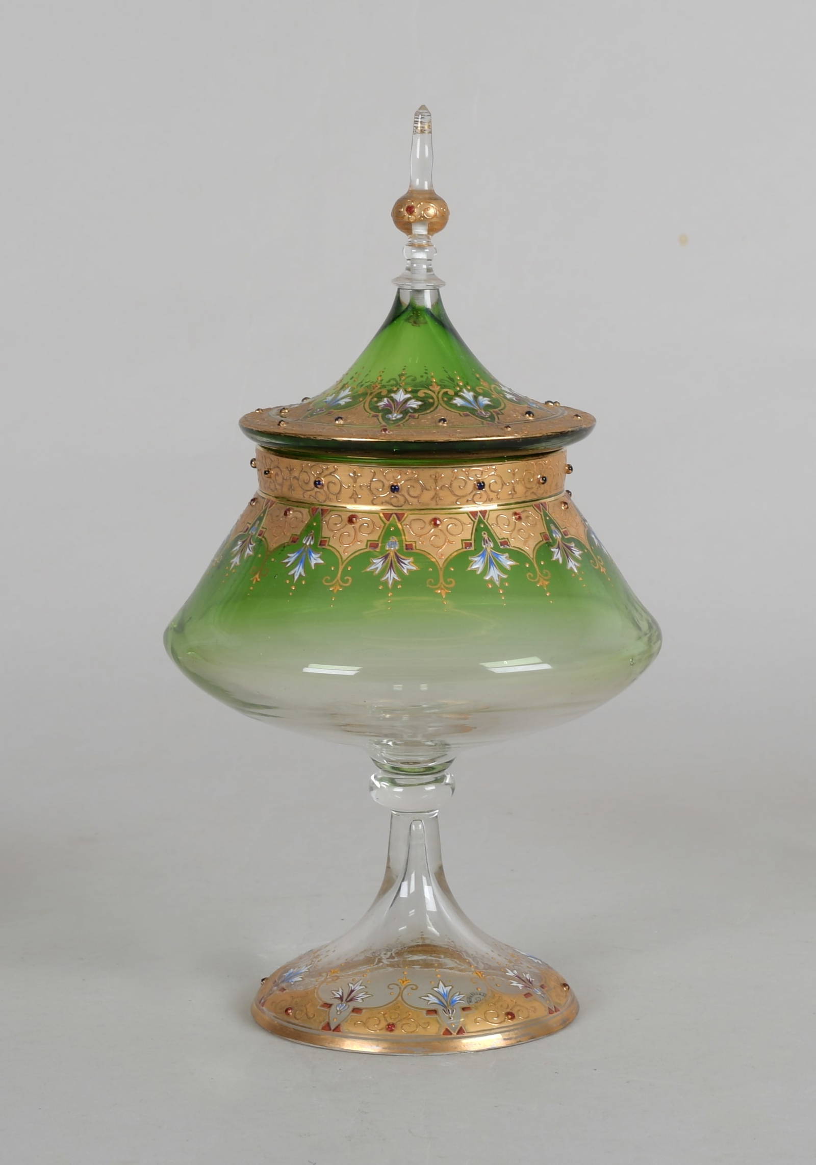 A Good Moser Glass Covered Compote Auction