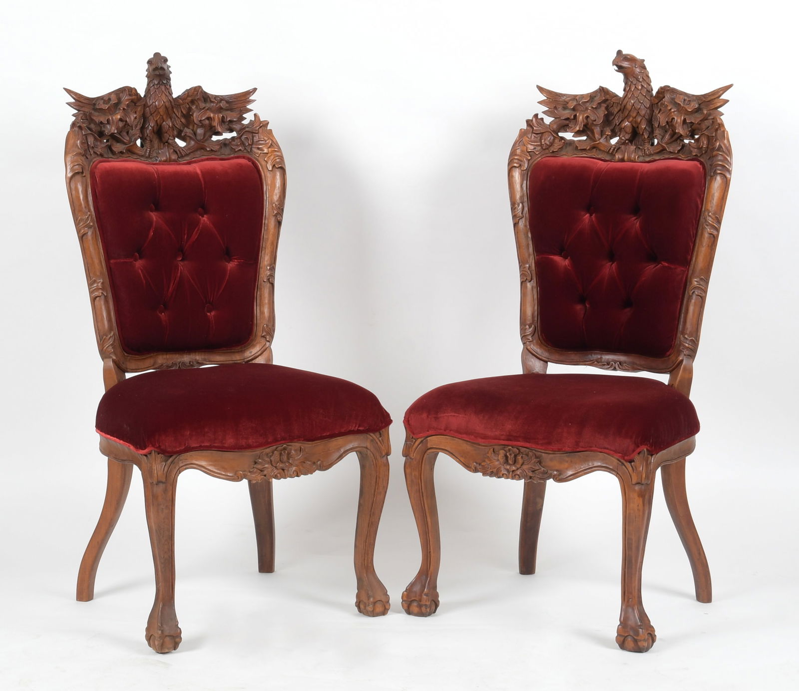 Pair Of Rococo Revival Parlor Chairs With Eagle Crest Auction