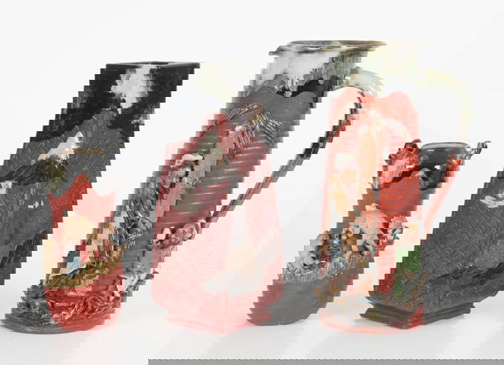 Three Pieces Of Japanese Sumida Gawa Pottery