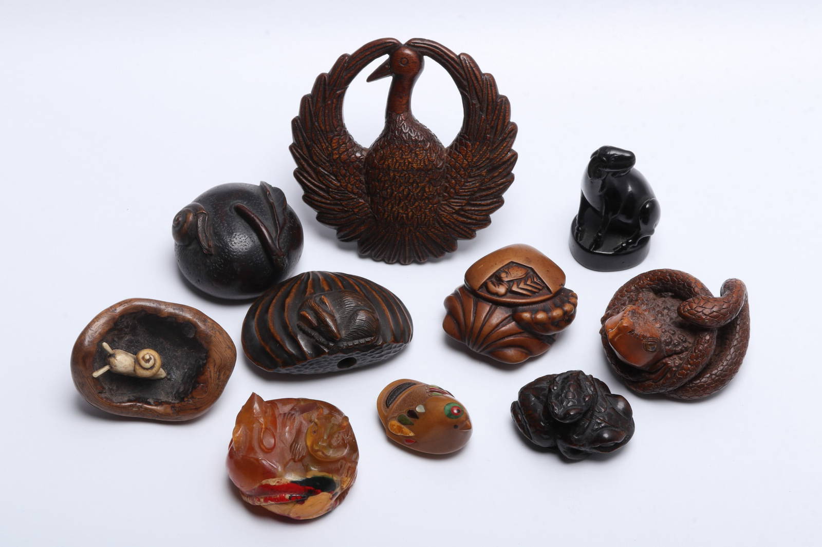 Ten Netsuke, Animals Including Snails Auction