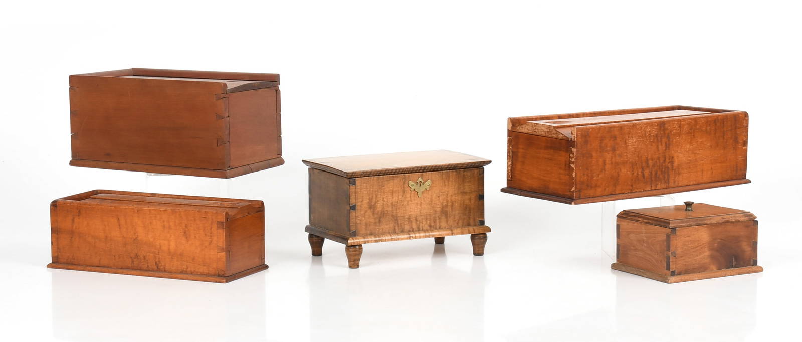 Assembled Group Of Small Dovetailed Boxes, 19th Century-modern Auction