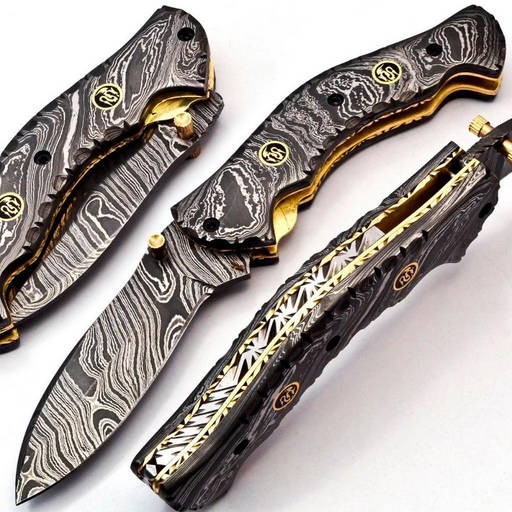 The Commanding Insight Damascus Steel Folding Hunting Knife - May 26, 2022 | Weatherham Estate ...