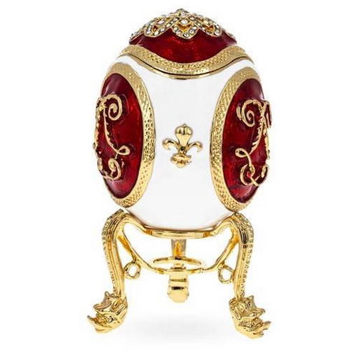 Fleur-de-lis on Red and White Royal Faberge Inspired Imperial Egg ...