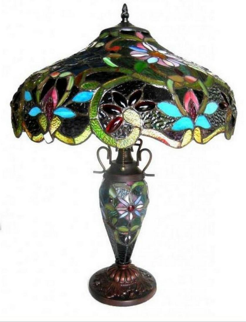 Tiffany Style Victorian Design Double Lit 2+1-light Dark Antique Bronze ...
