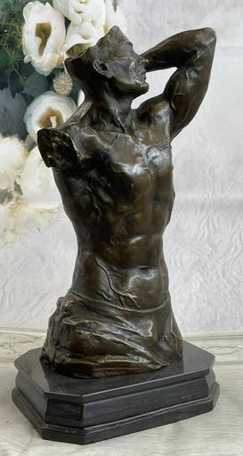 Original Abstract Male Torso Bronze Sculpture