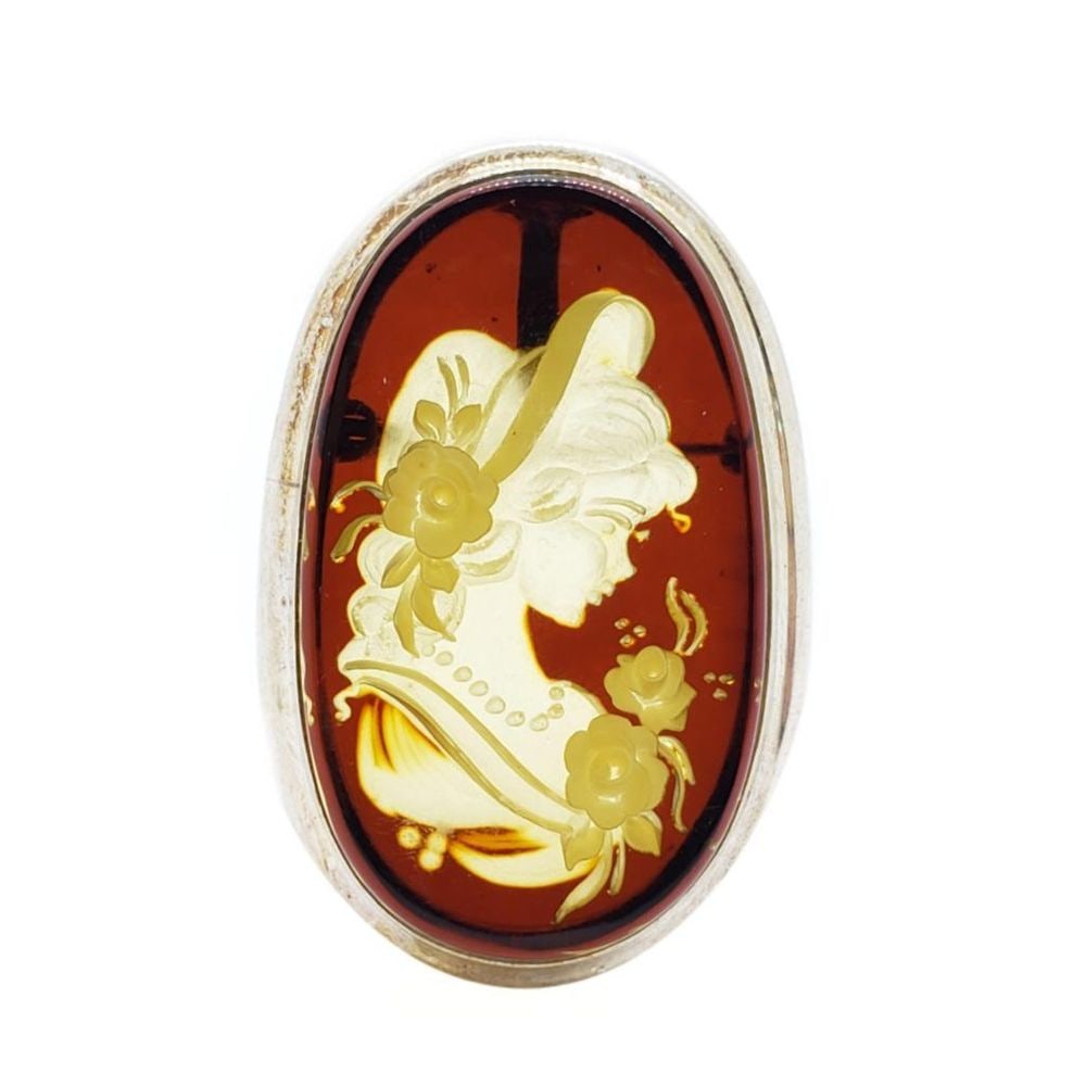 Custom Carved Â€œladyâ€ Amber Cameo Pendant Auction