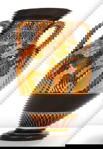 Athena And Heracles Depicted On Black Figure Greek Belly Amphora