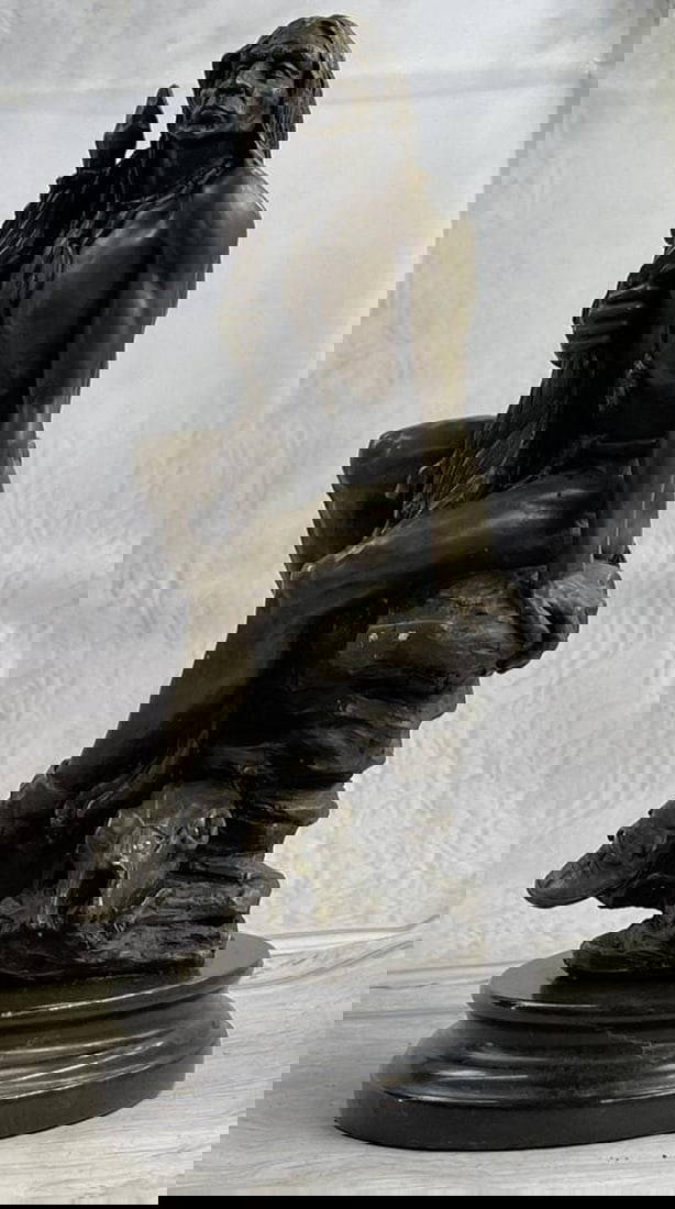 Signed Original Western Warrior By Nick Native Bronze Sculpture Auction