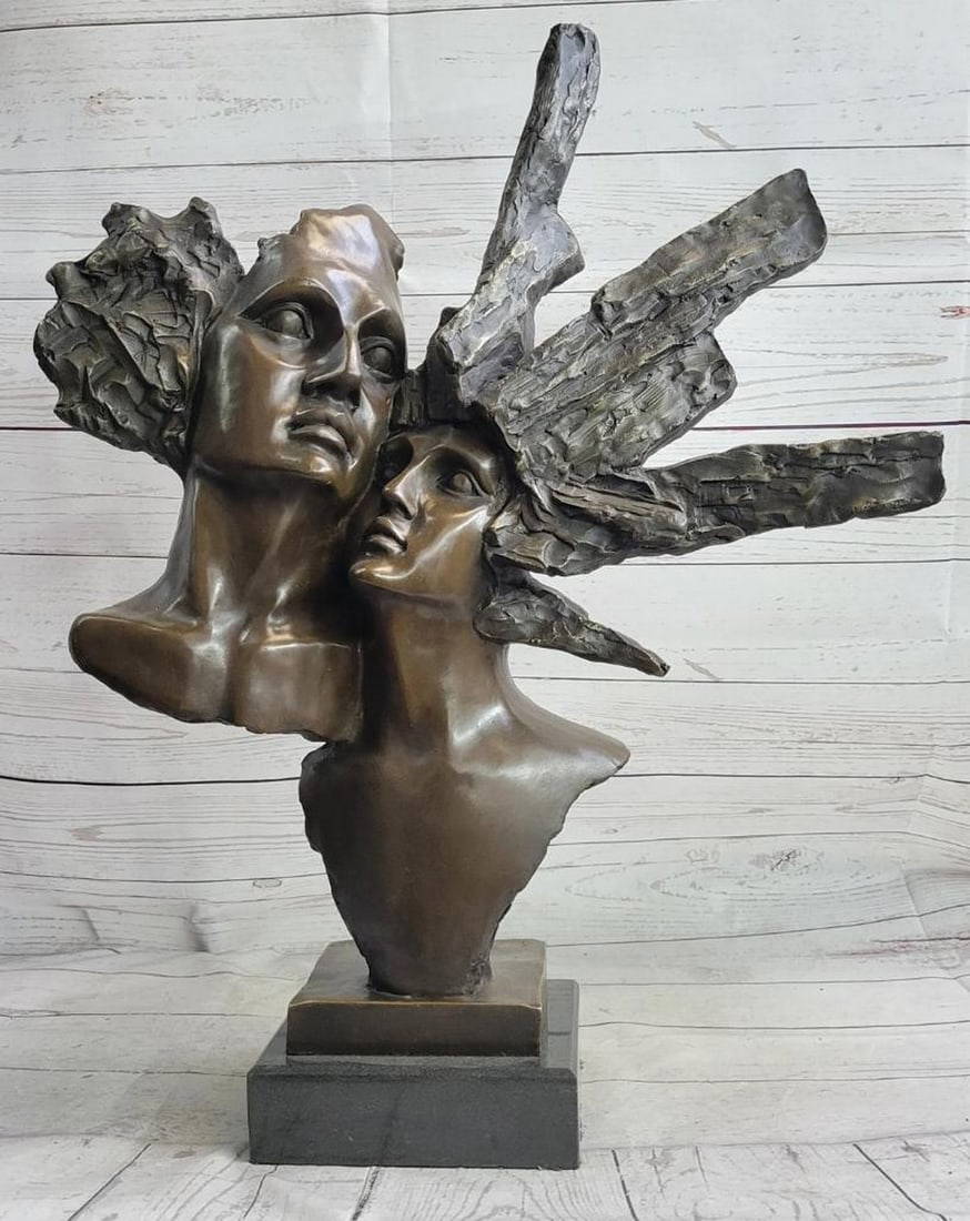 Large Original Abstract Bronze Bust Sculpture Of Couple "romantic ...