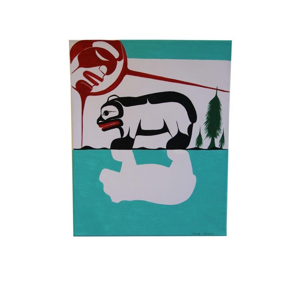 20" X 16" Original Spirit Bear Painting By Tyrone Joseph Auction
