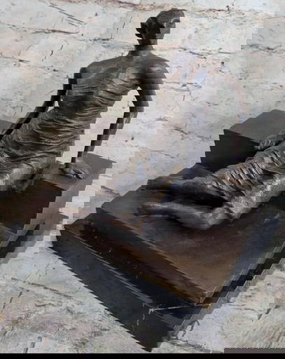 Abstract Women Lounging On Bench Inspired Bronze Statue 9" X 10"