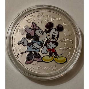 Walt Disney's Mickey & Minnie Mouse Silver Coin