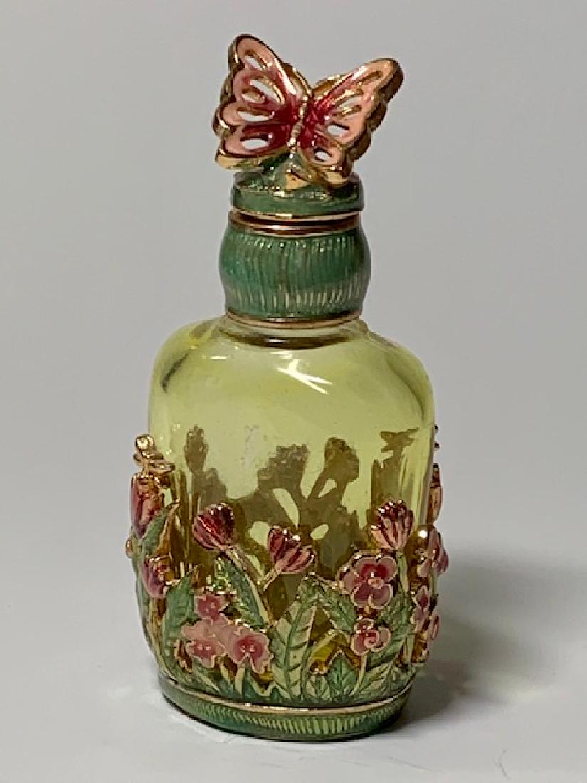 Signed Monet Enameled Butterflies Perfume Bottle