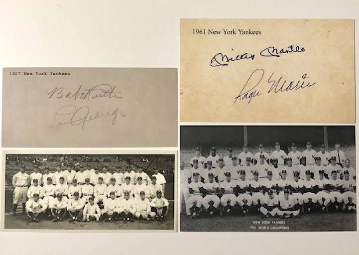 1927 And 1961 Ny Yankees Card Stock Team Photos
