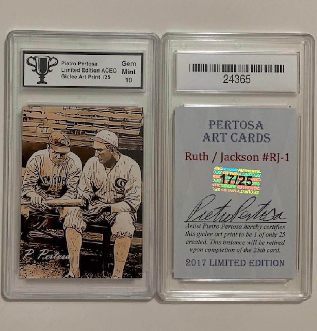 Ruth/jackson Artist Signed Giclee Art Baseball Card