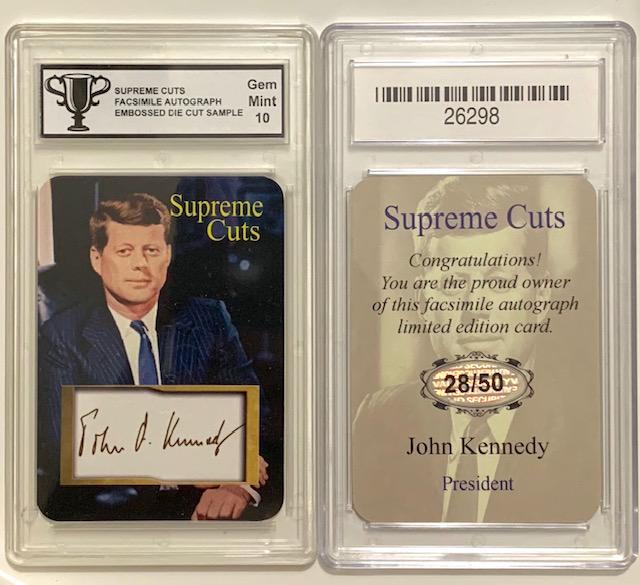 John F Kennedy Supreme Cuts Sample Autographed Card