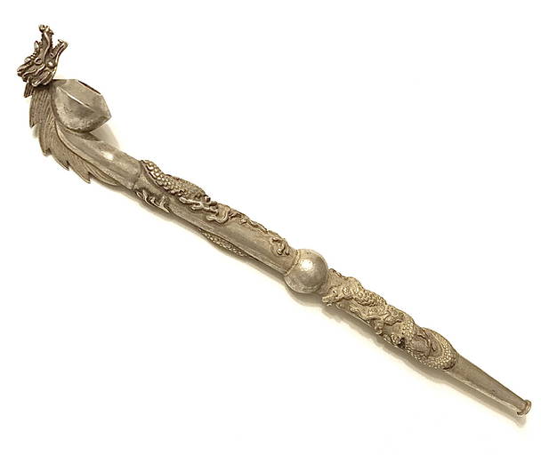 Unique 11 Inch Folk Art Dragon Wrapped Smoking Pipe