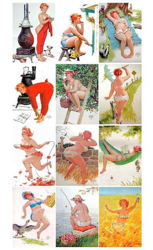 Lot Of 12 Chubby Hilda Pin Up Girl Postcards/a