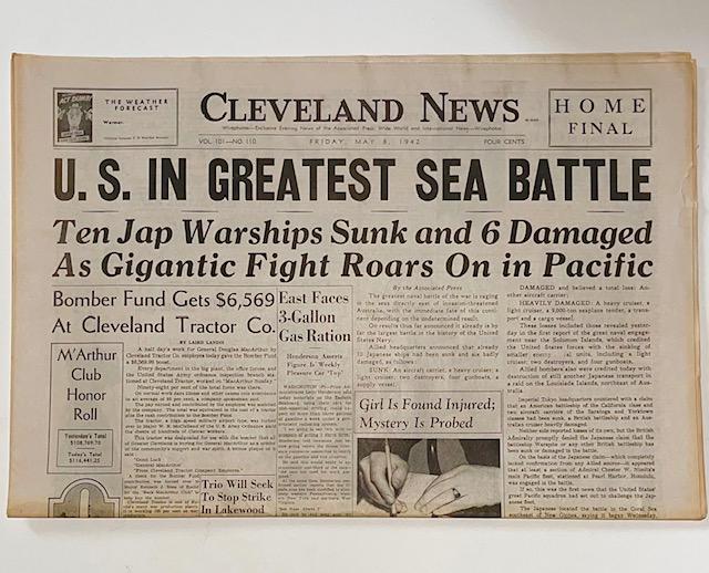 Ww2 May 8th 1942 Cleveland Newspaper Full Edition