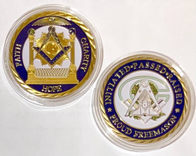 1oz Gold Clad Enameled Freemason Brotherhood Coin