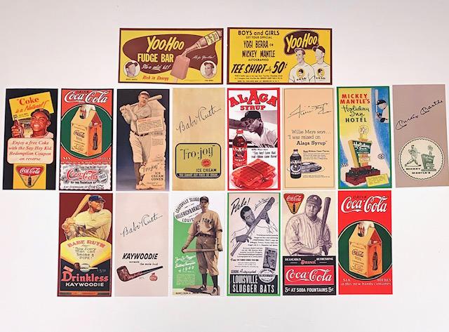 8 Babe Ruth/dimaggio/mantle/advertising Baseball Cards