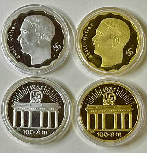 1933 ADOLF HITLER 100 RM Clad Silver & Gold Coins (#0287) on Nov 13 ...