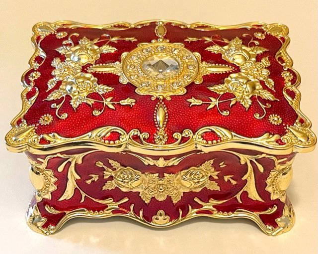 Stunning Fully Enameled Gemstone Inlay Jewelry Box