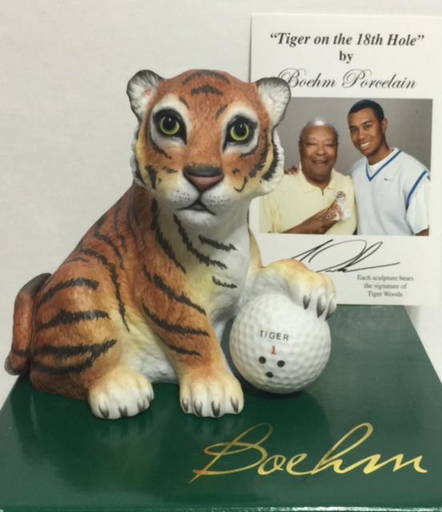 Signed Boehm Porcelain Tiger Cub In Original Box
