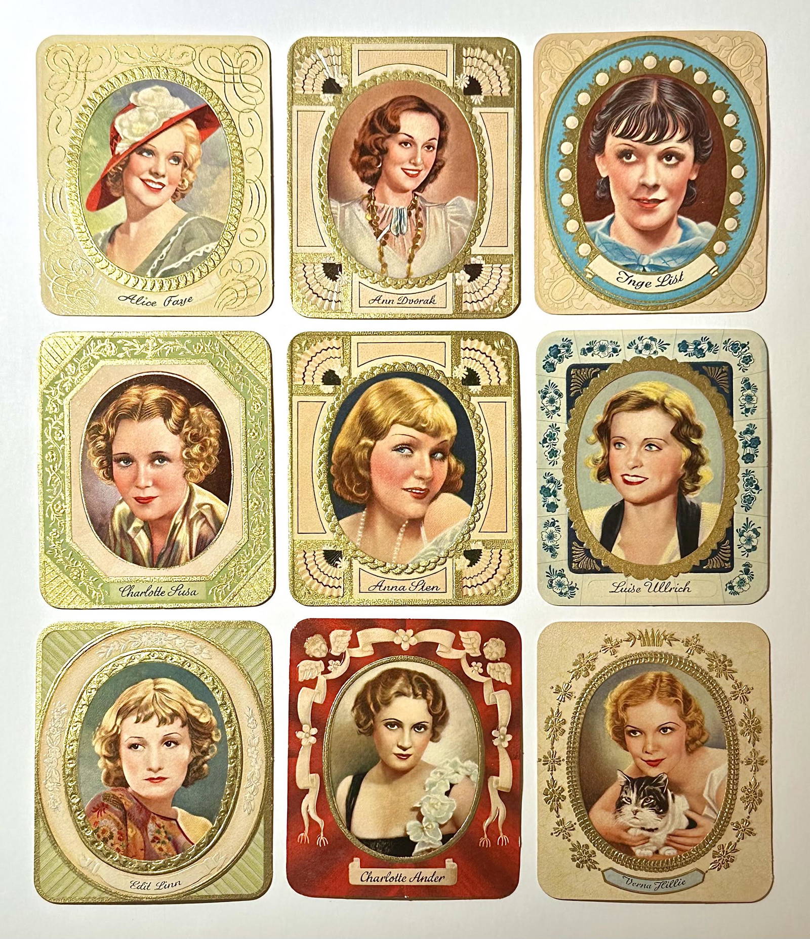 Lot Of 9 Rare 1934 Cinema Stars Cigarette Tobacco Cards Auction