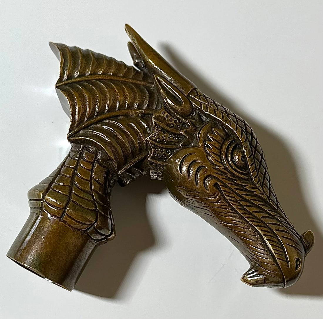 Extremely Cool Vintage Bronze/brass Dragon Cane Handle Auction